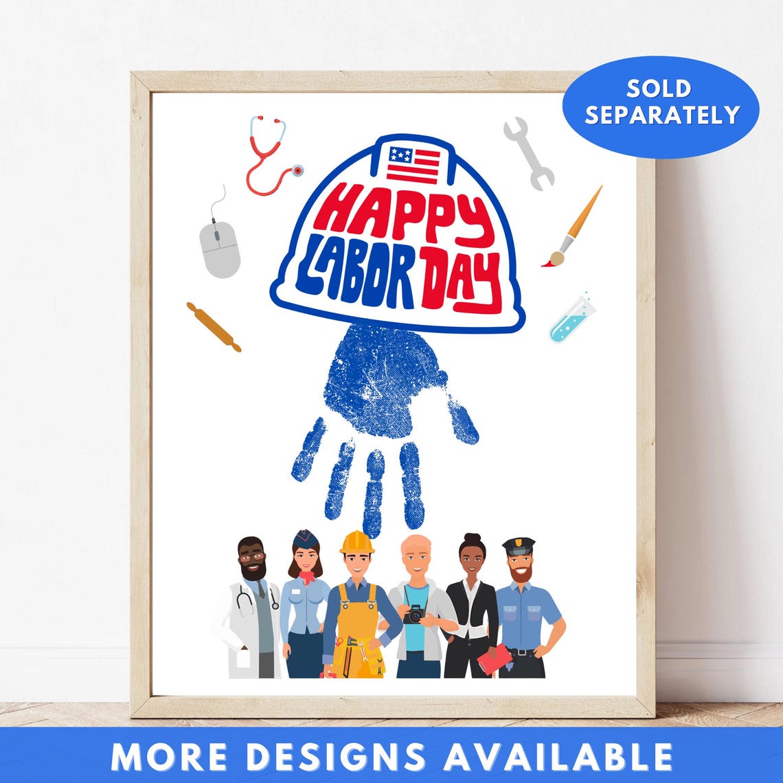 Labor Day Handprint Printable Craft Labor Day Footprint Art Patriotic ...