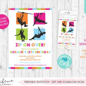 Zipline Cupcake Toppers Printable Girl Zipline Toppers Obstacle Course ...