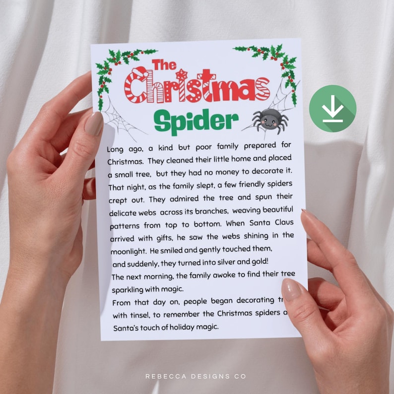 Christmas Spider Tags Printable Legend of the Christmas Spider Cards ...