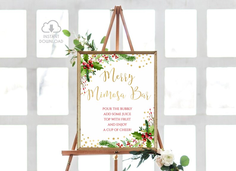 Christmas Mimosa Bar Sign Merry Mimosa Bar Sign Printable | Etsy