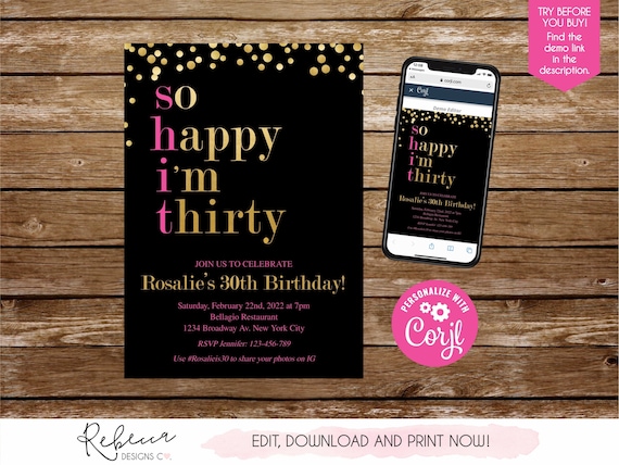 Im Turning 30 Invitations Celebrate Number 30 Invitations In Black