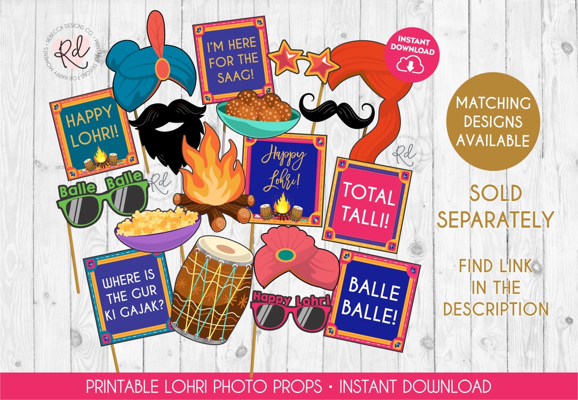 Lohri Stickers Lohri Cupcake Toppers Printable Lohri Favor Tags First ...