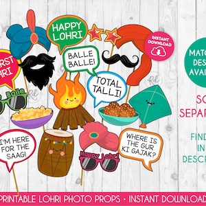 Lohri Stickers Lohri Cupcake Toppers Printable Lohri Favor Tags First ...