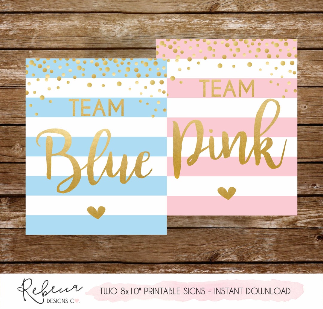 Gender Reveal Sign Team Blue Team Pink Signs Baby Shower Signs Photo ...