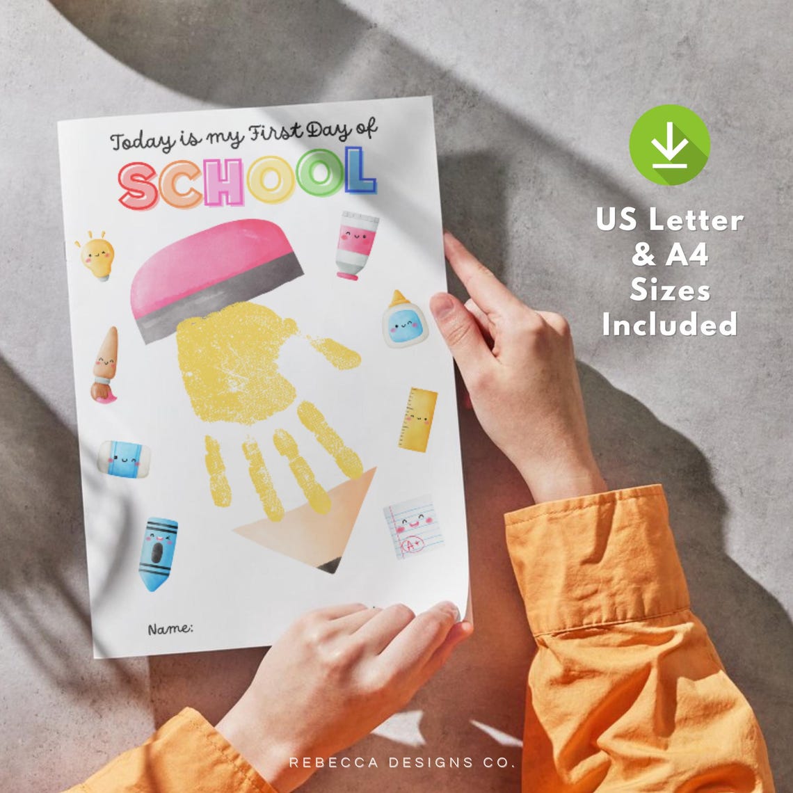 1st Day of School Handprint Craft First Day School Keepsake 1st Grade ...