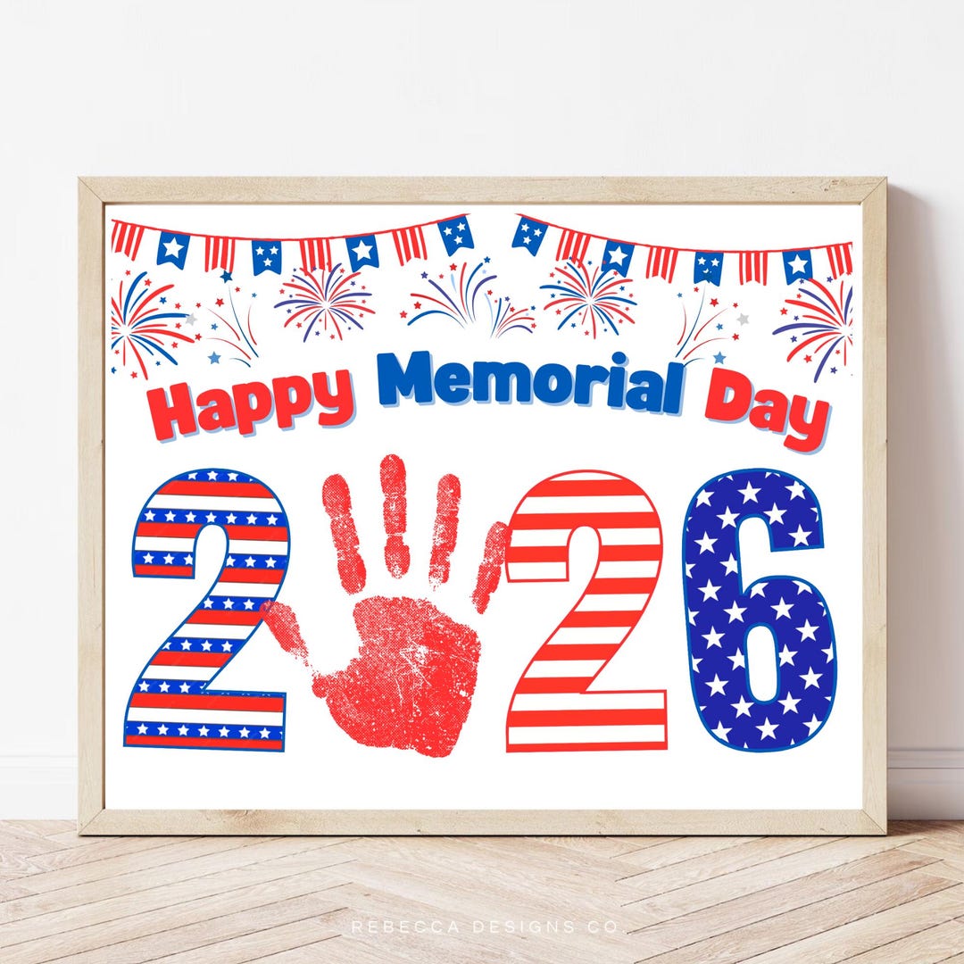 Memorial Day Handprint Memorial Day 2026 Toddler Art Patriotic Kids ...