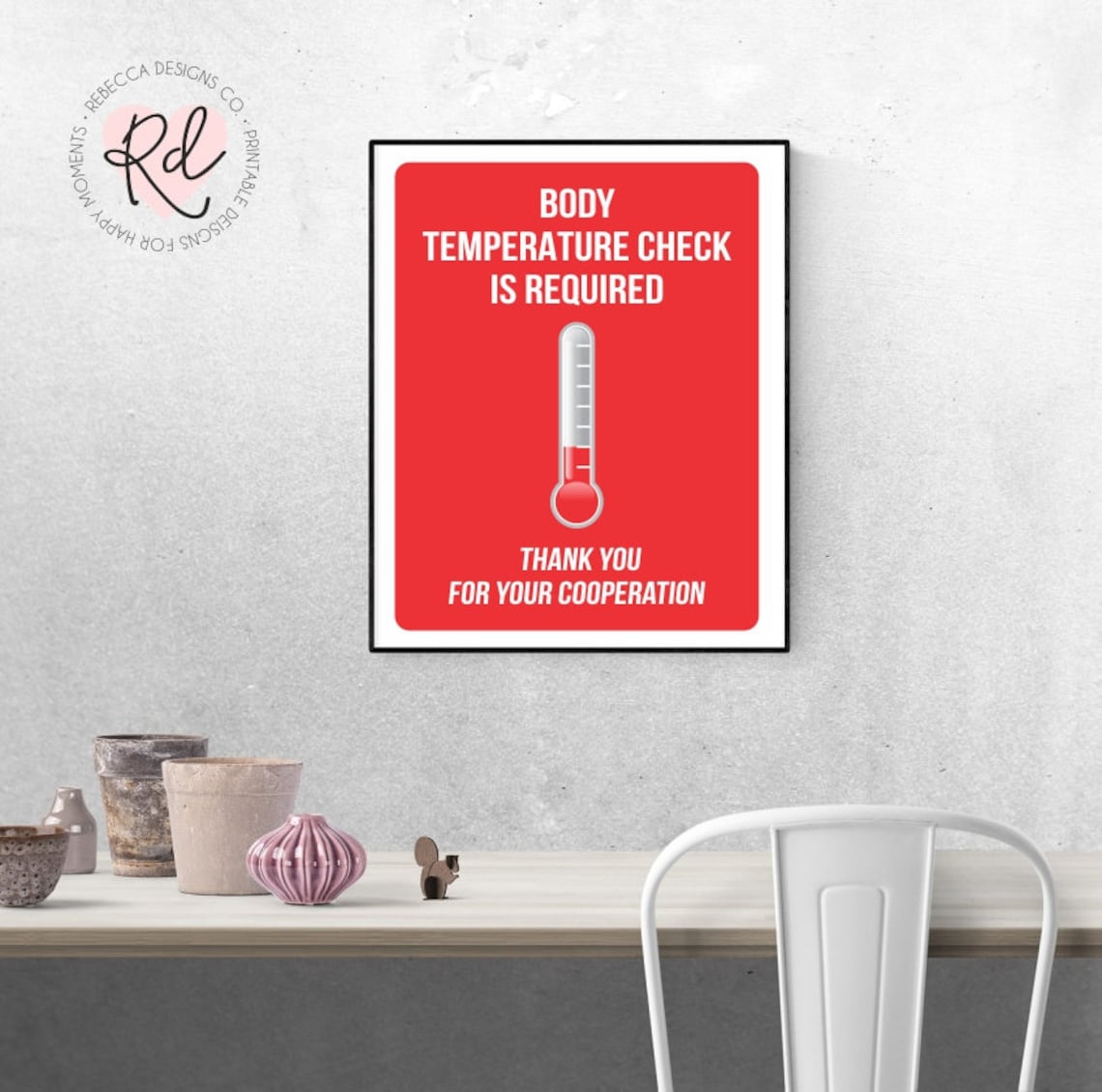 Temperature check required sign printable office sign | Etsy