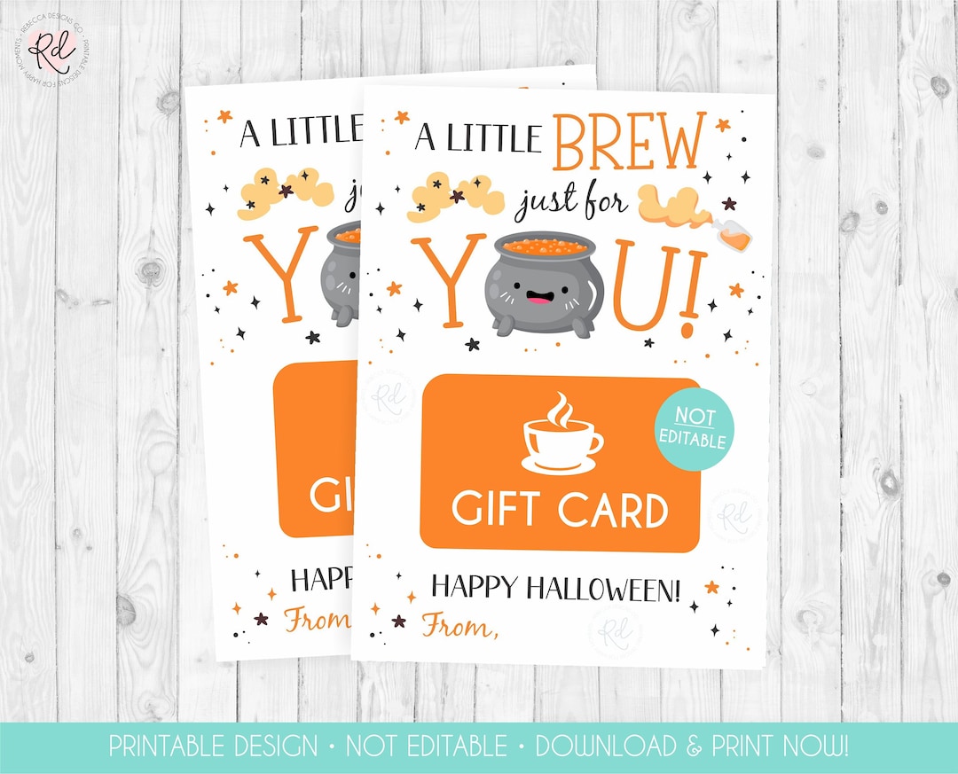 Halloween Coffee Gift Card A Little Brew Just for You Gift Card Holder ...