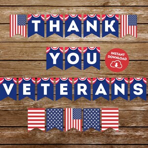 Thank You Veterans Banner Printable Happy Veterans Day Banner Veterans ...
