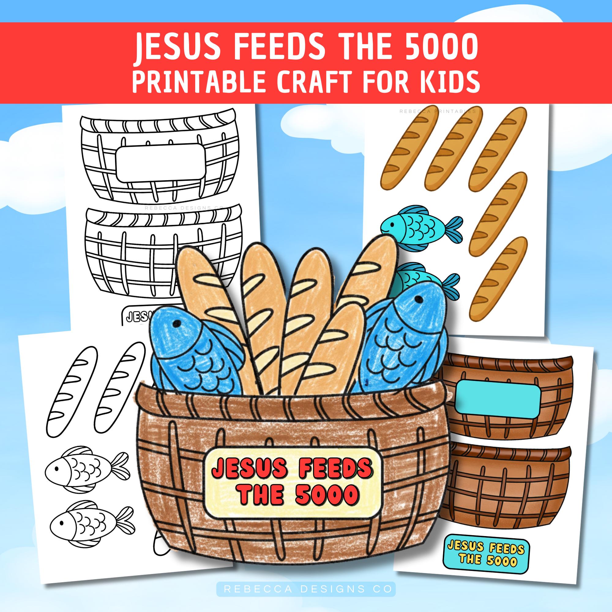 Jesus Feeds the 5000 Craft Printable Sunday School Activity Loaves and ...