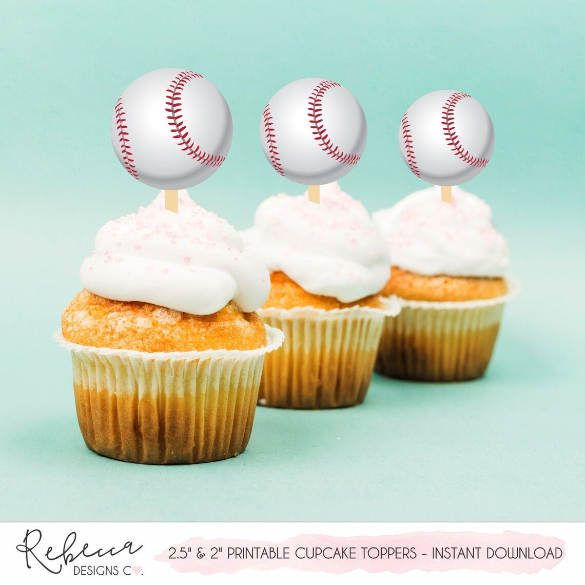 Baseball Cupcake Toppers Baseball Toppers Printable Birthday Toppers ...