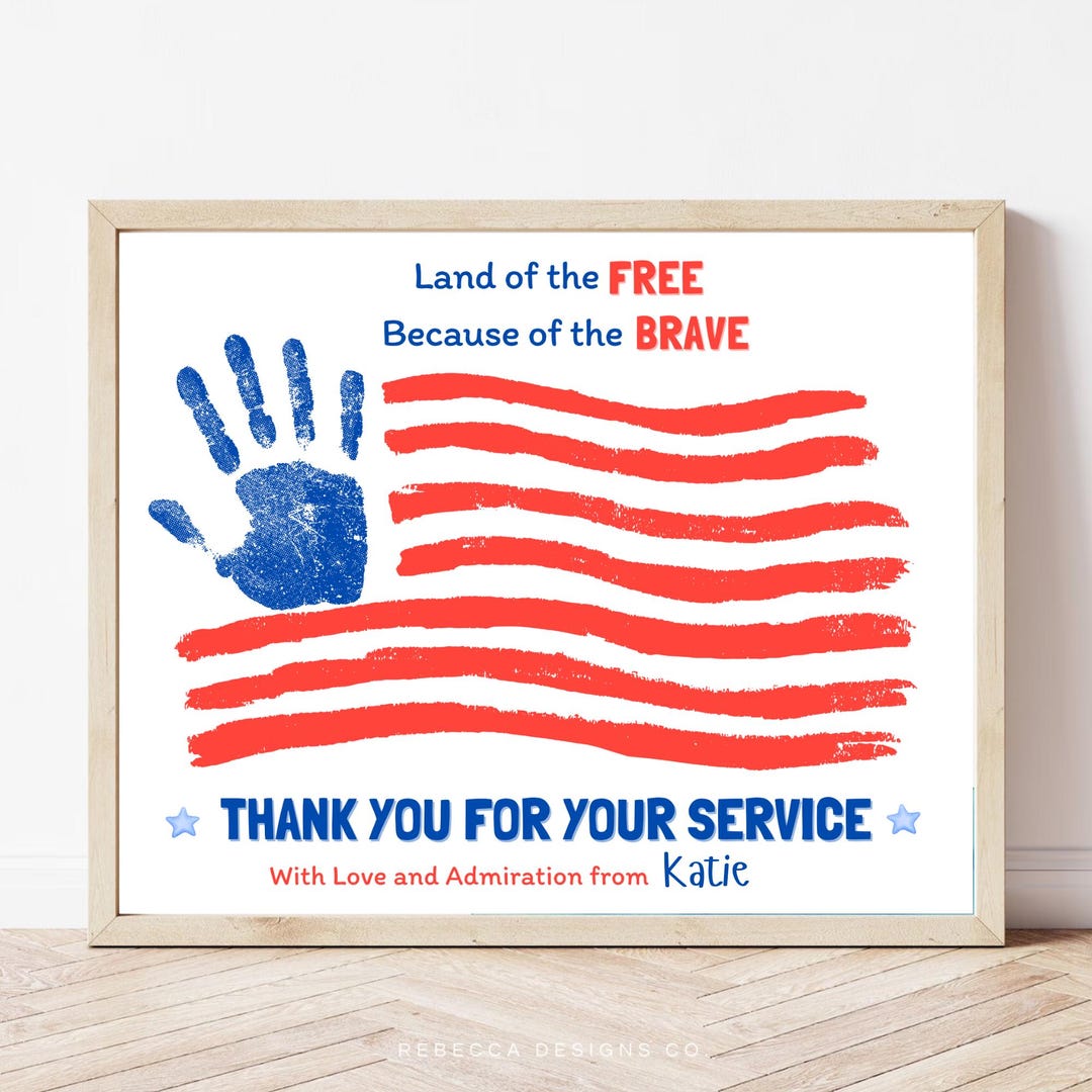 Veterans Day Craft Veterans Handprint USA Flag Soldier Gift Activity ...