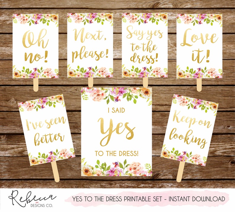 Say Yes to the Dress Signs Printable Set I Said Yes to the - Etsy