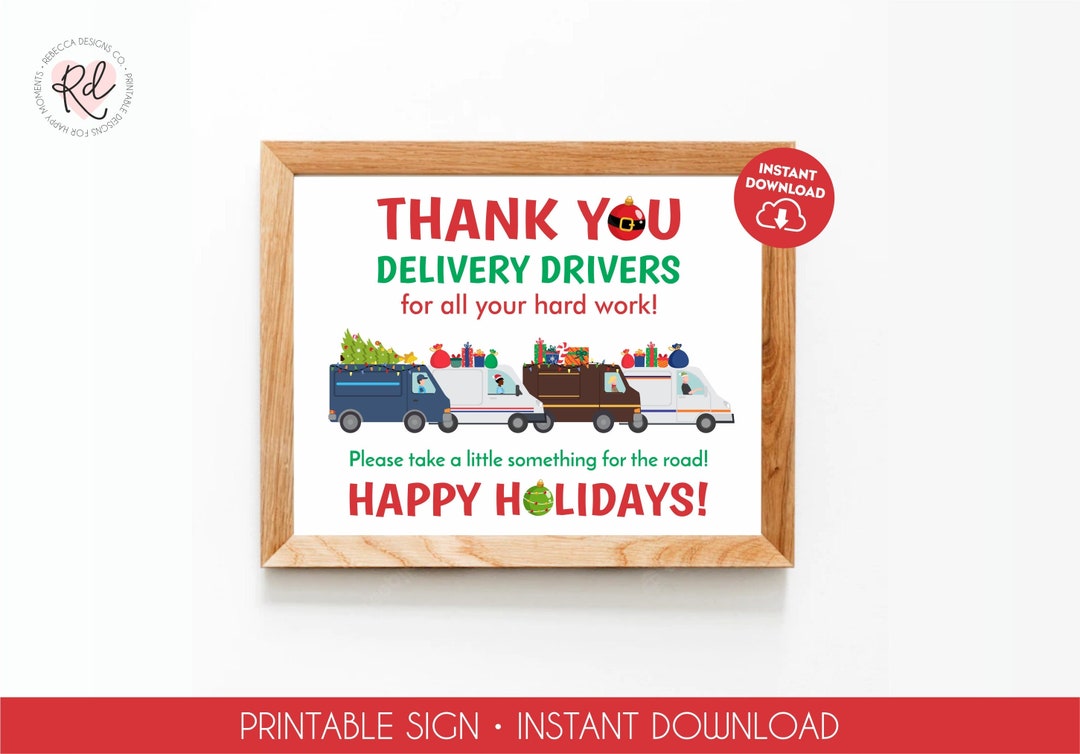 Christmas Delivery Thank You Sign Holidays Delivery Driver - Etsy