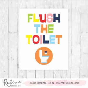 School Bathroom Decor Printable Kids Bathroom Signs Bathroom Wall Decor ...