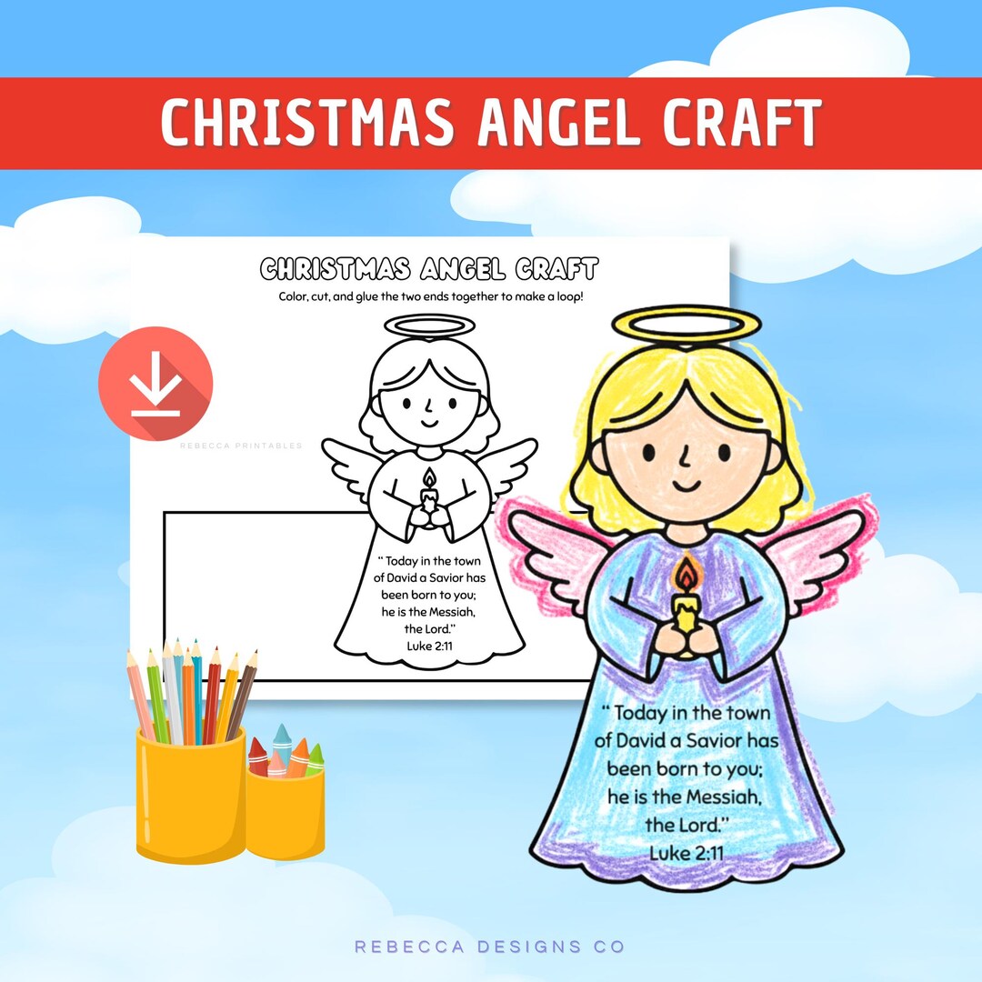 Christmas Angel Craft for Kids Printable Sunday School Bible Lesson ...