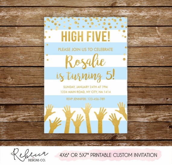 Turning 5 Birthday Invitation