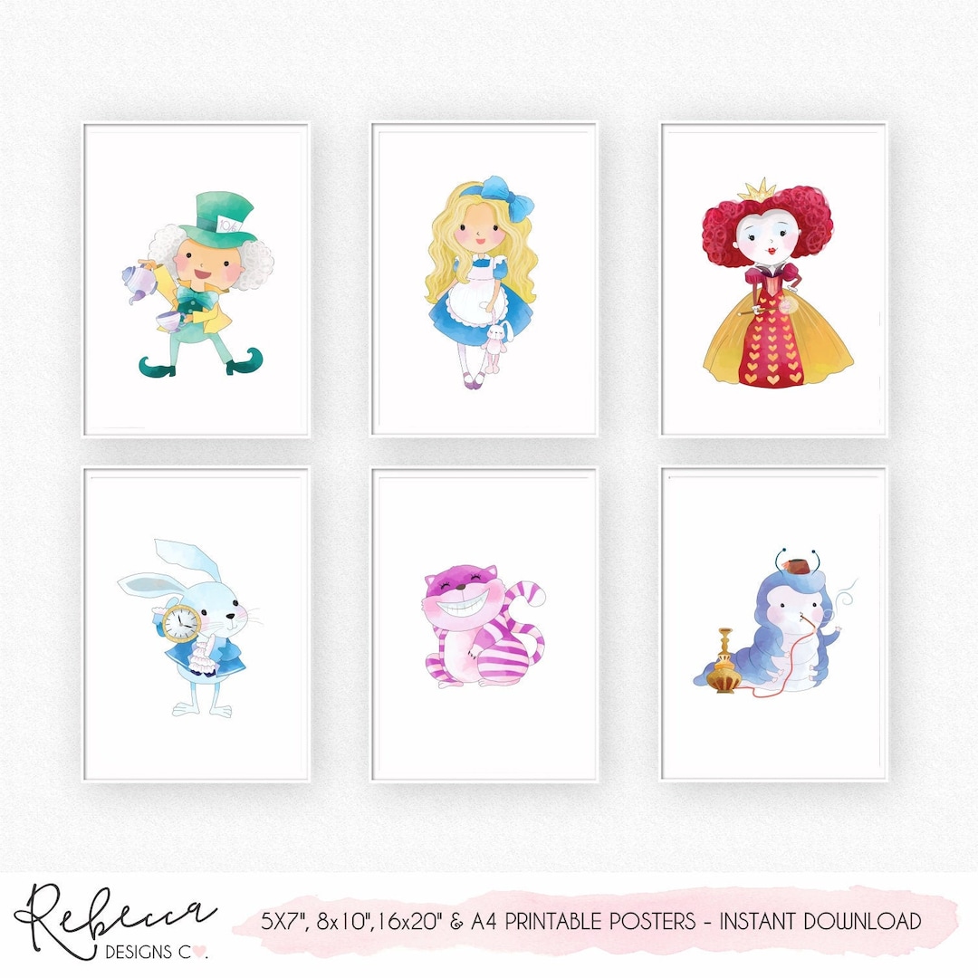 Alice in Wonderland Wall Art Printable Signs Alice Nursery Prints ...