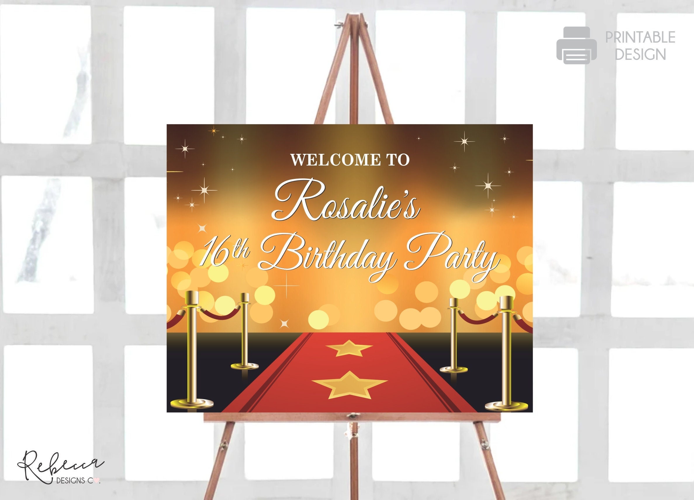 Red Carpet Welcome Sign Movie Night Birthday Party Sign - Etsy