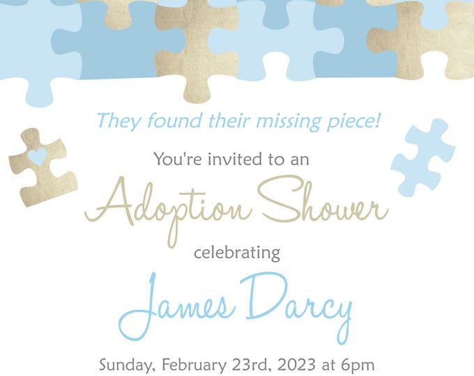 Custom Printable Editable Boy Adoption Shower Invitation for Carnisha ...