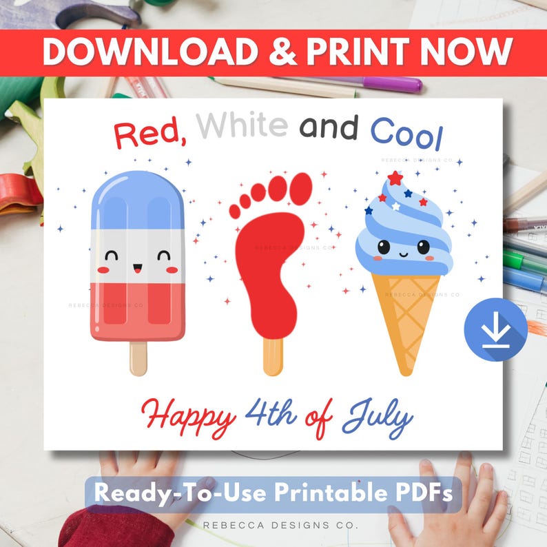4th of July Footprint Craft 4th of July Footprint Art Popsicle ...