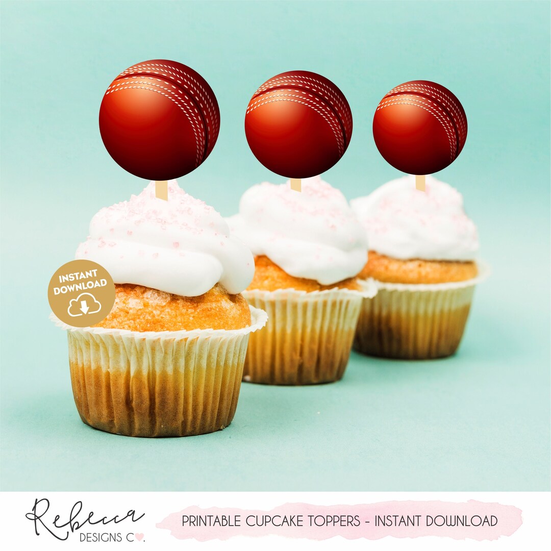Cricket Cupcake Toppers Cricket Party Printable Sports Cupcake Toppers ...