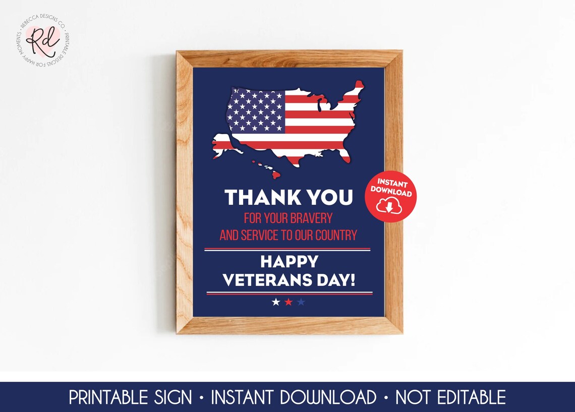 Veterans Day Sign Printable Thank You for Your Service Military First ...
