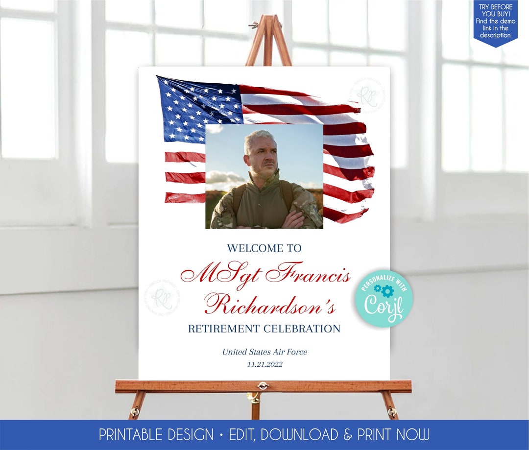 Army Retirement Sign American Flag Sign Soldier Retirement Party Decor ...