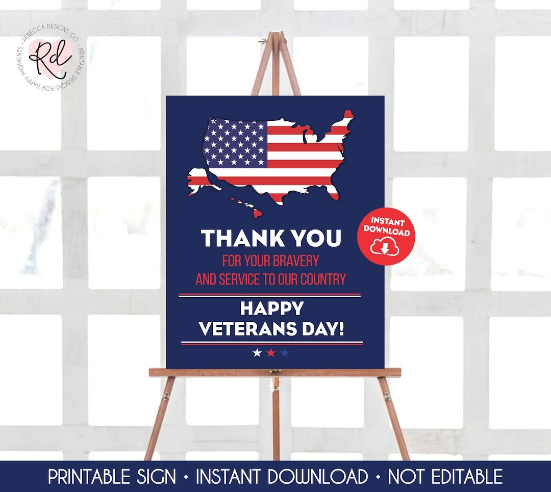 Veterans Day Sign Printable Thank You for Your Service Military First ...