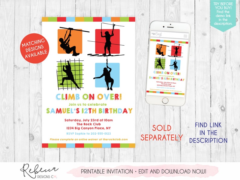Ropes Course Invitation Obstacle Course Birthday Boy Zipline - Etsy