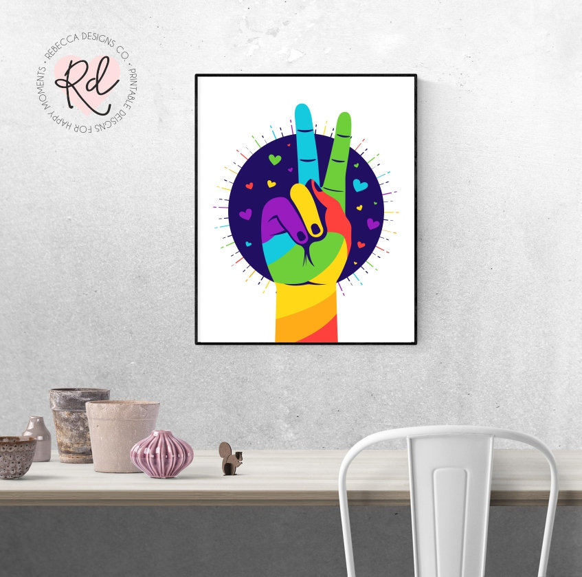 Peace sign poster printable lgbt poster pride sign printable | Etsy