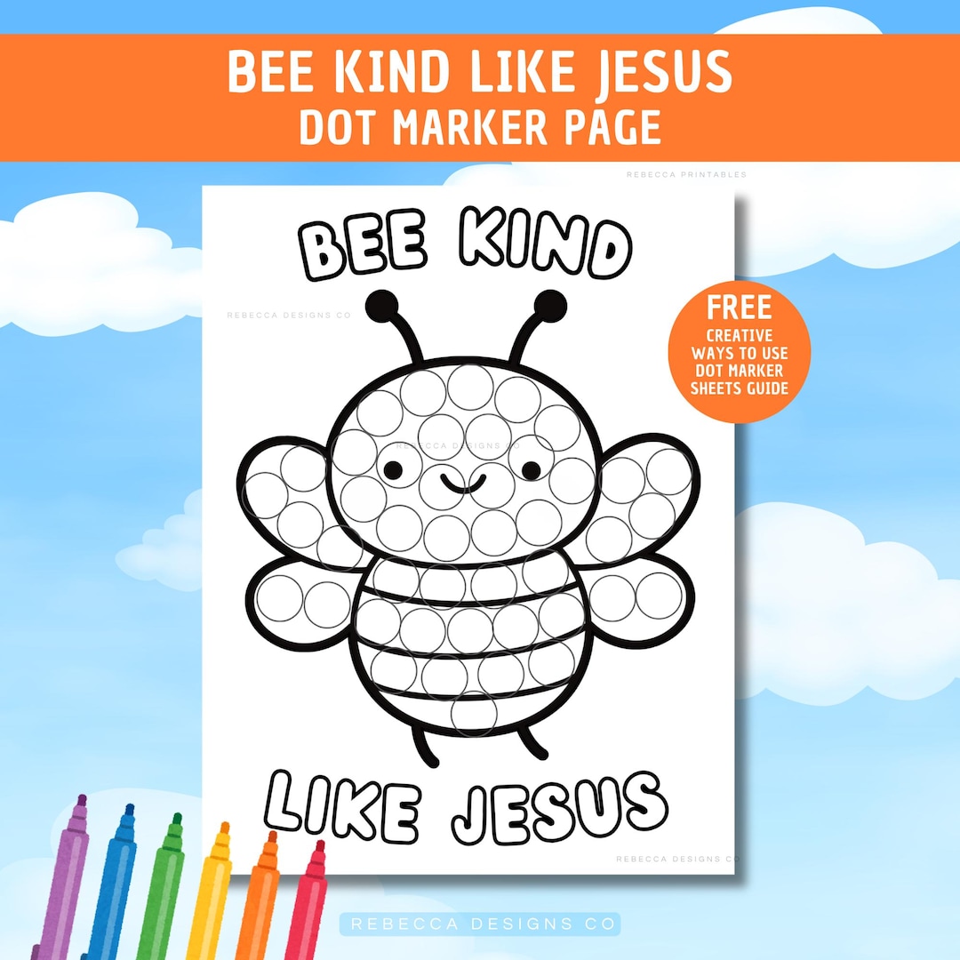 Bee Kind Like Jesus Dot Marker Page Christian Bee Dot Marker Craft ...