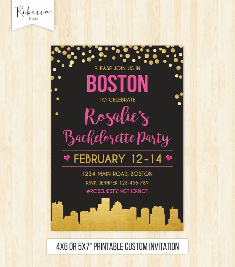 Boston bachelorette weekend invitation Boston bridal shower | Etsy