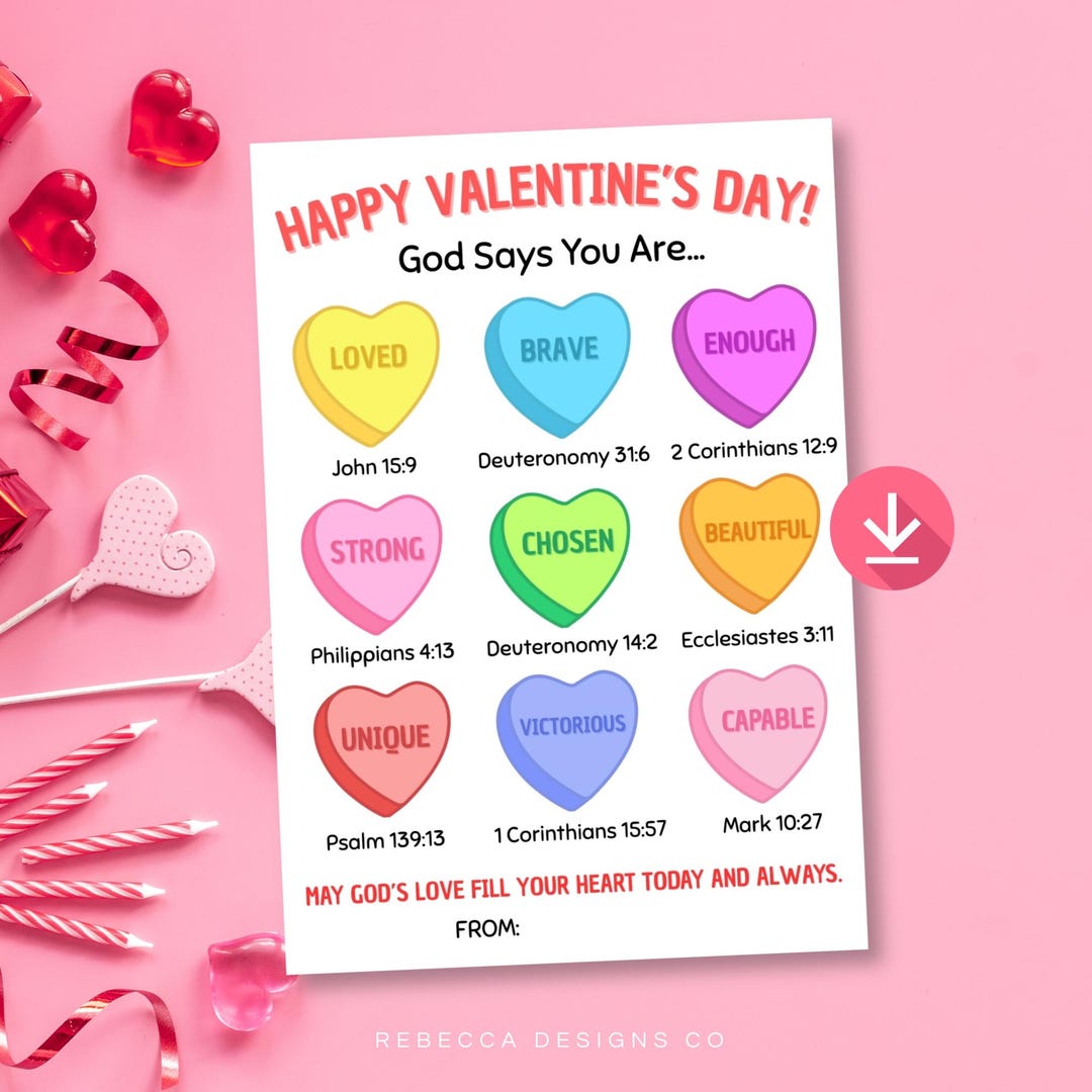 Valentine's Day Bible Verse Scripture Cards for Kids Church Valentines ...