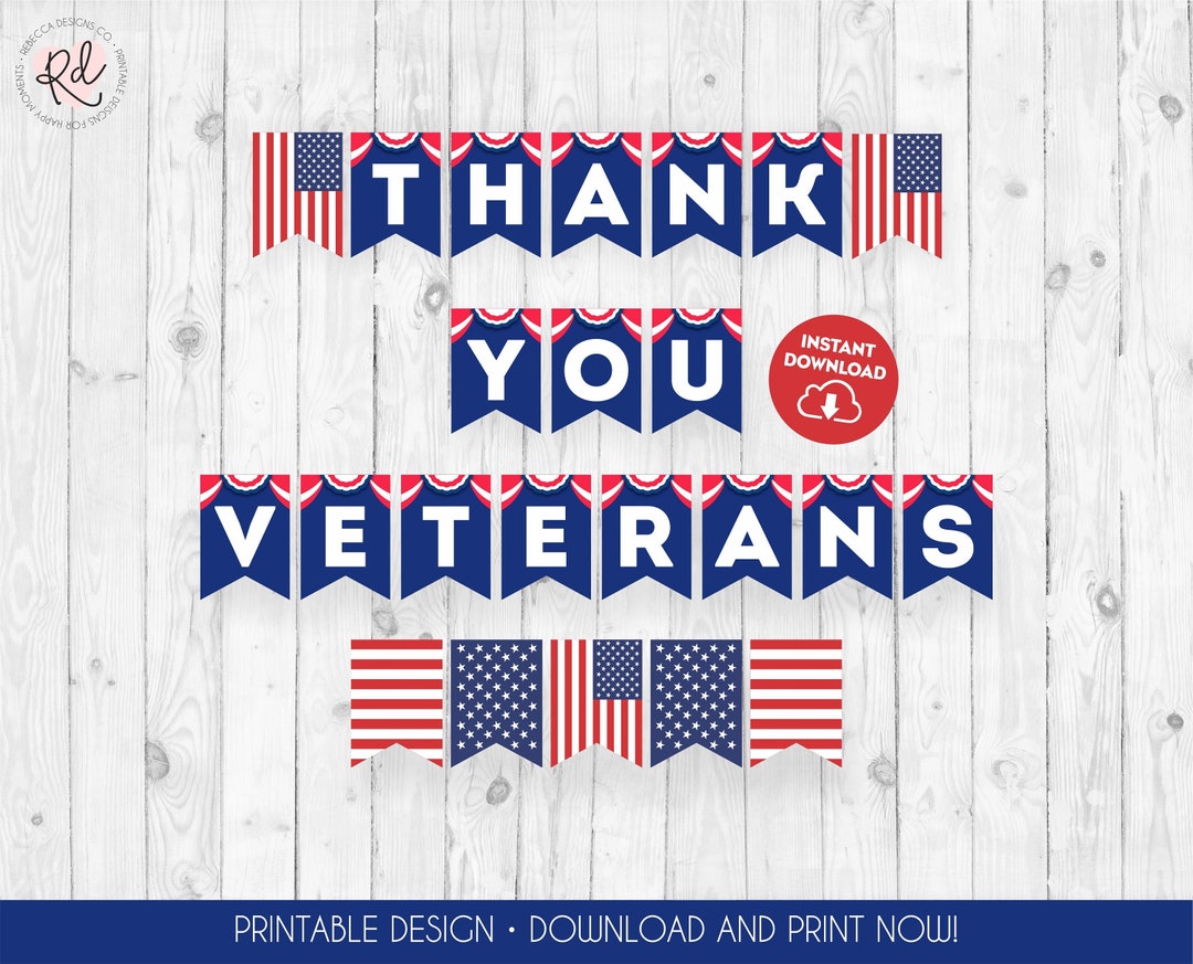 Thank You Veterans Banner Printable Happy Veterans Day Banner Veterans ...
