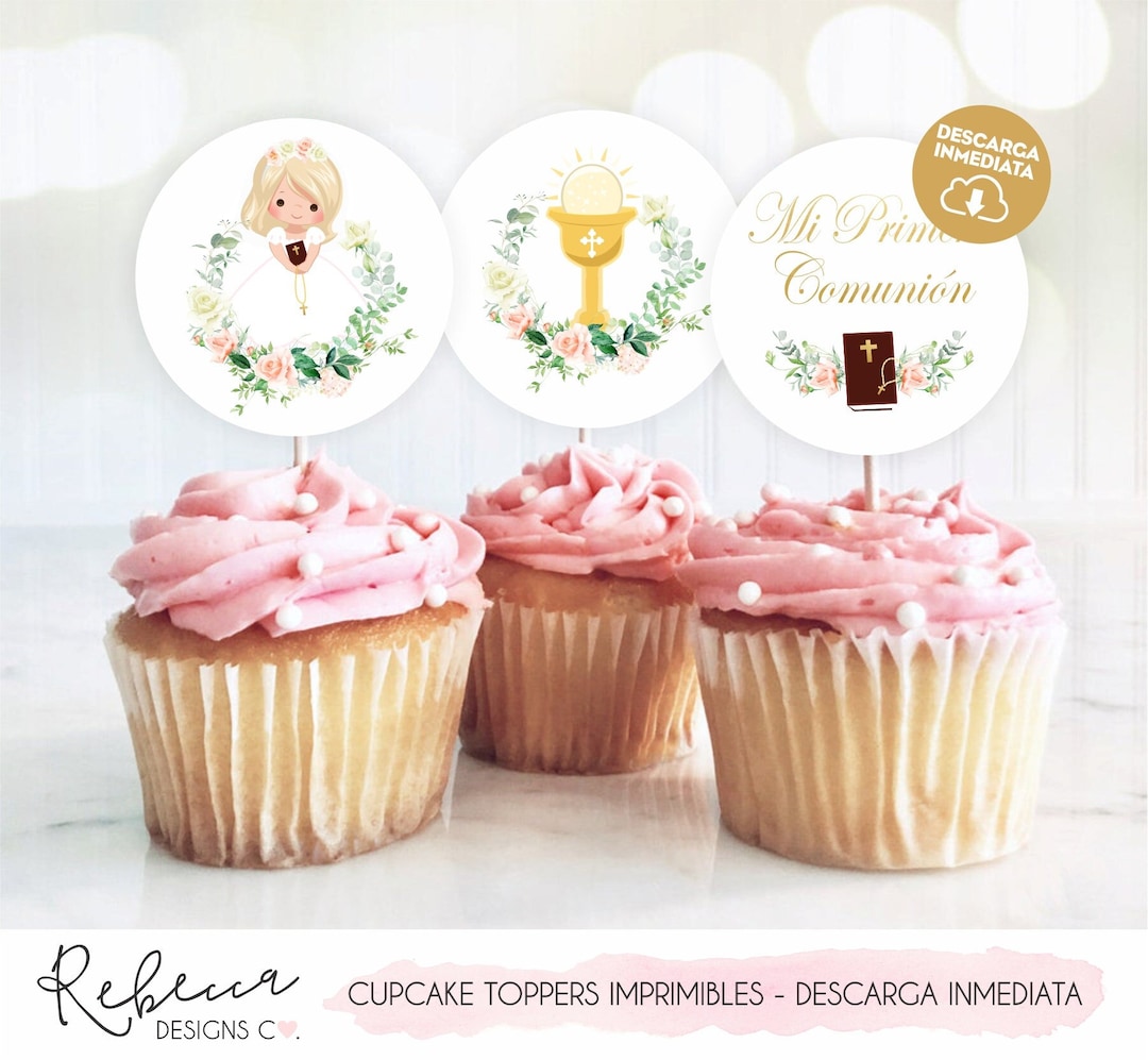 Cupcake Primera Comunion Topper Comunión Niña Imprimible Recuerdo Torta ...