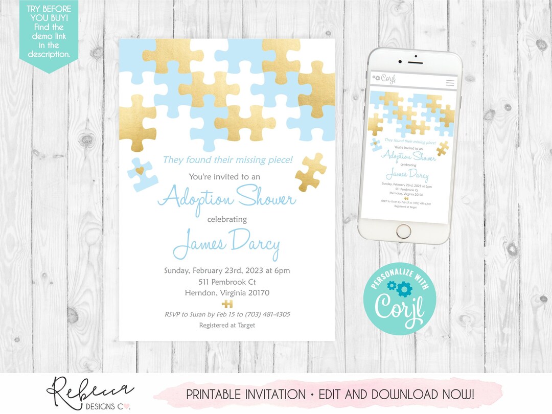 Boy Adoption Shower Invitation Foster Parents Boy Printable Adoption ...