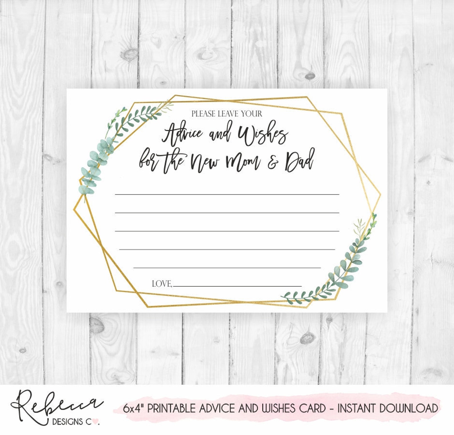 Baby Shower Advice Card Printable Advice and Wishes Card Advice for the ...