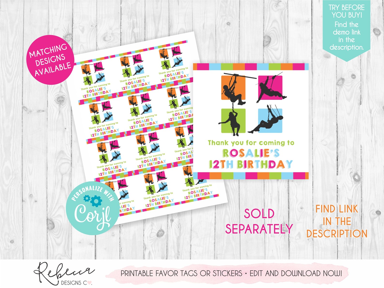 Zipline Birthday Sign Printable Girl Zip Line Party Ropes - Etsy