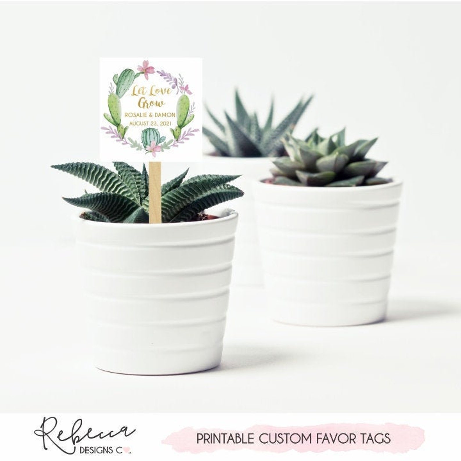 Let Love Grow Favor Tags Succulent Favor Tags Plants Favor | Etsy