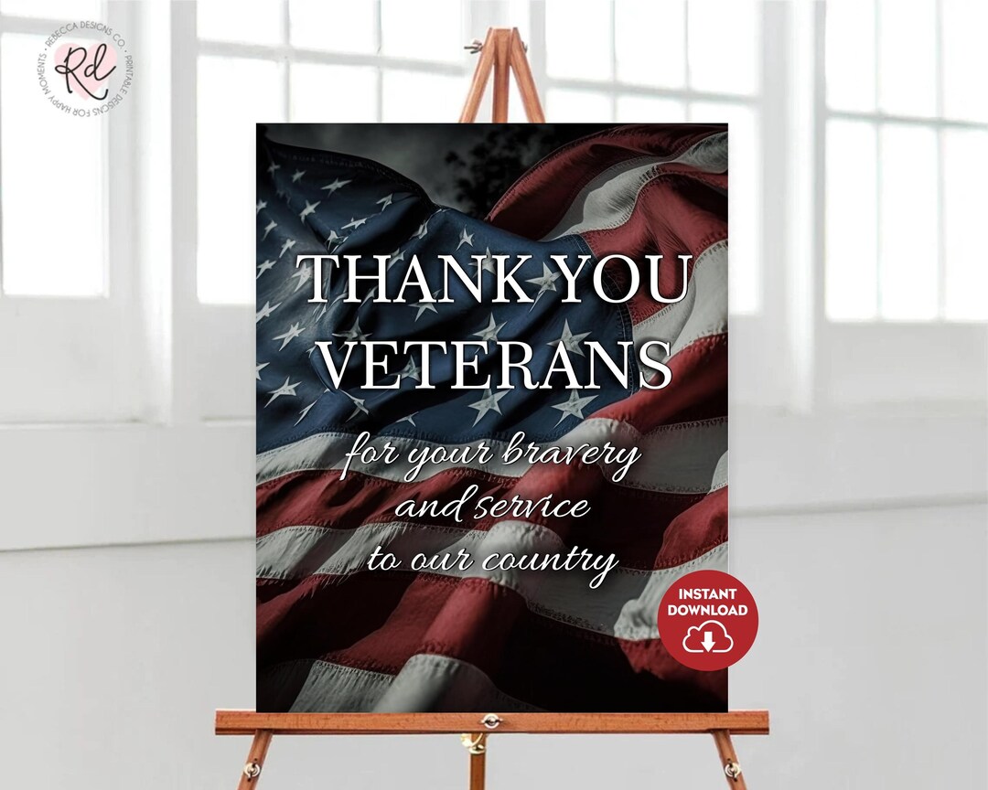 Veterans Day Sign Printable Thank You for Your Service Military USA ...