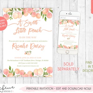 Peach Birthday Welcome Sign Printable Sweet as a Peach Birthday Decor ...