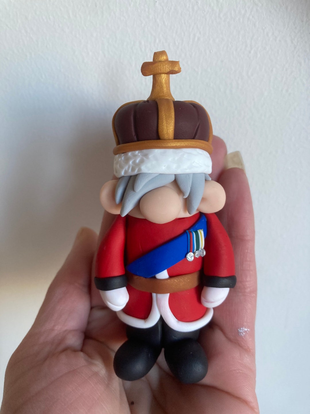 Coronation Gonk Gnome, King, Handmade Clay Ornament, Nisse, Tomte ...