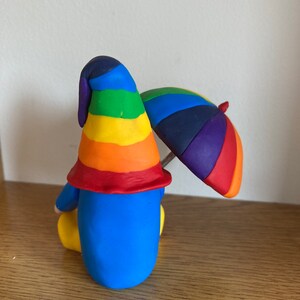 Rainbow Gonk Gnome Clay Ornament With Umbrella and Wellies - Etsy UK