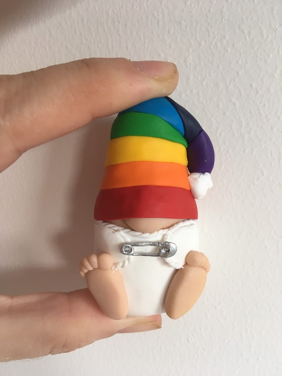 Baby Gonk Gnome Rainbow Nordic Nisse Handmade Clay Figure | Etsy