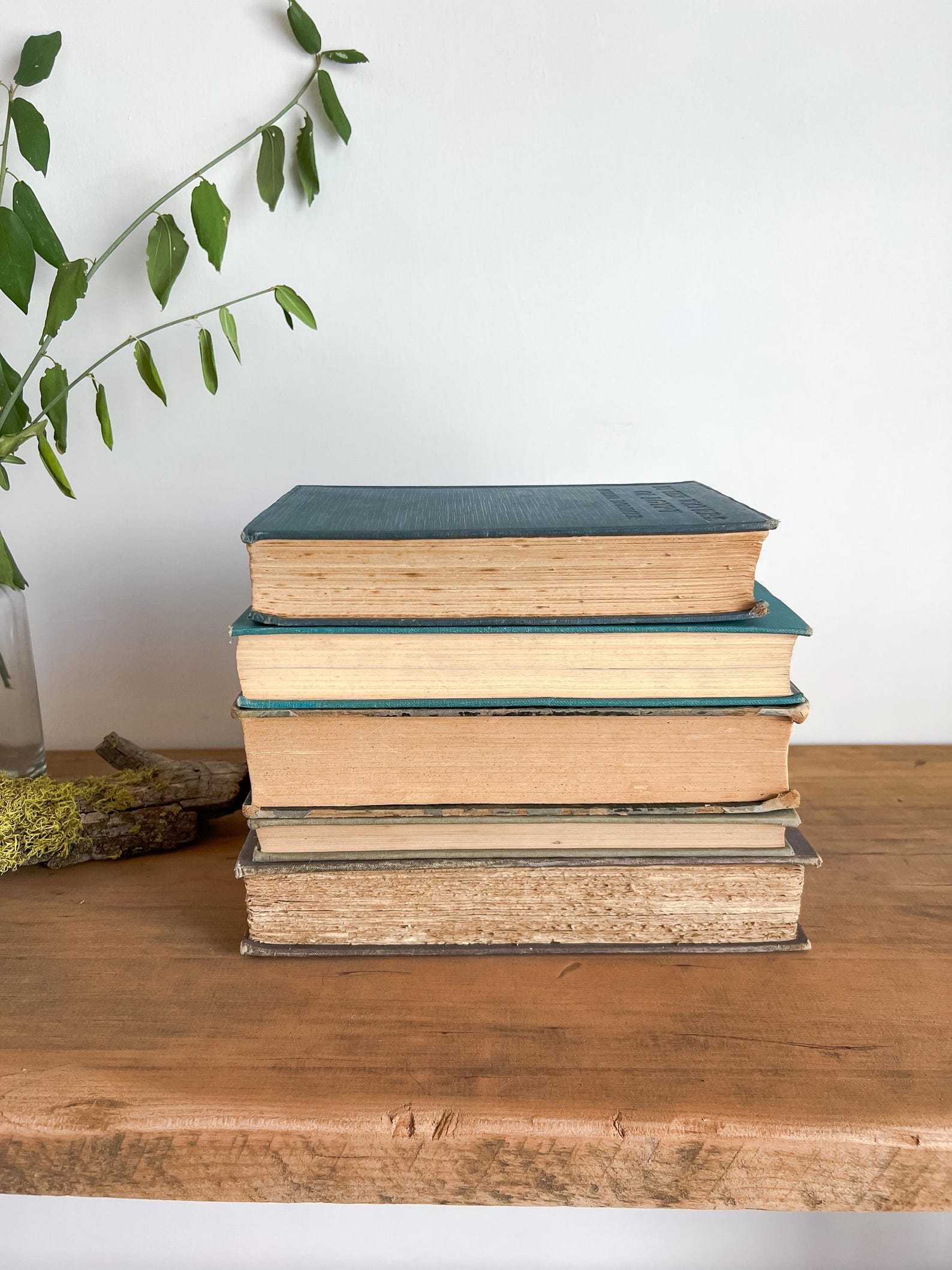 Vintage Green and Gray Book Collection, Antique Book Set, Rare ...