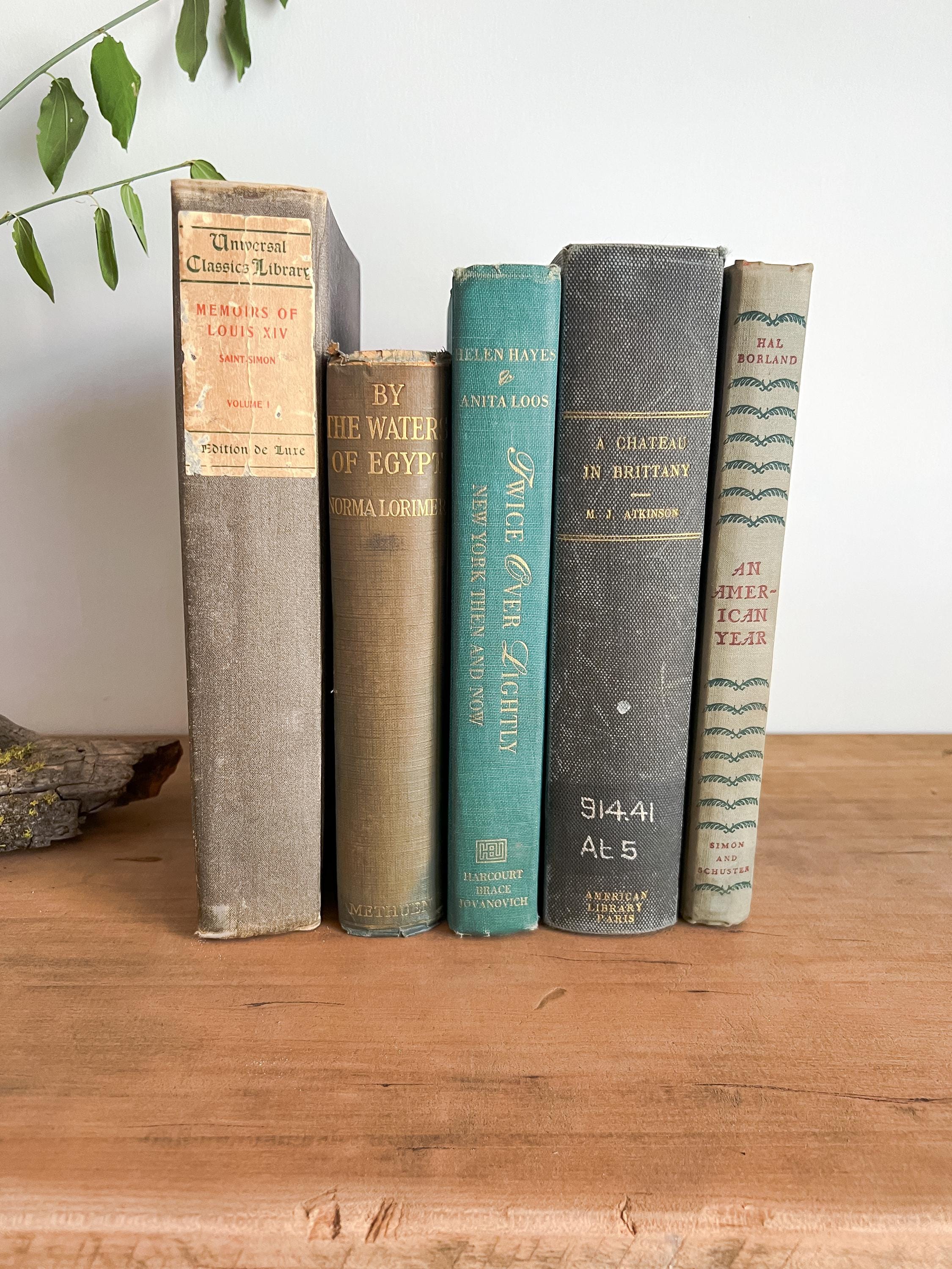 Vintage Green and Gray Book Collection, Antique Book Set, Rare ...