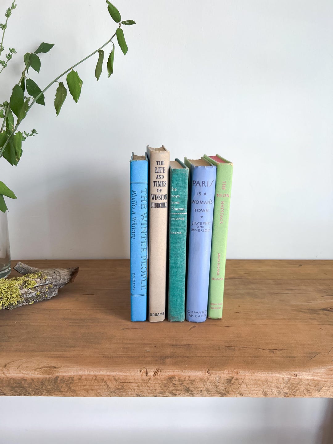 Vintage Blue & Green Books, Set of 5 Vintage Books, Home Decor, Books ...
