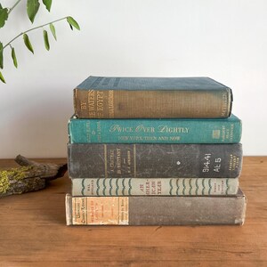 Vintage Green and Gray Book Collection, Antique Book Set, Rare ...