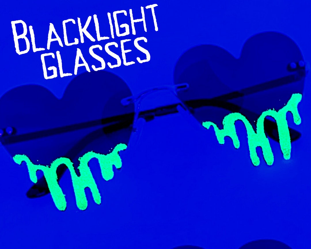 Blacklight Dripping Heart Sunglasses UV Reactive Sunglasses - Etsy
